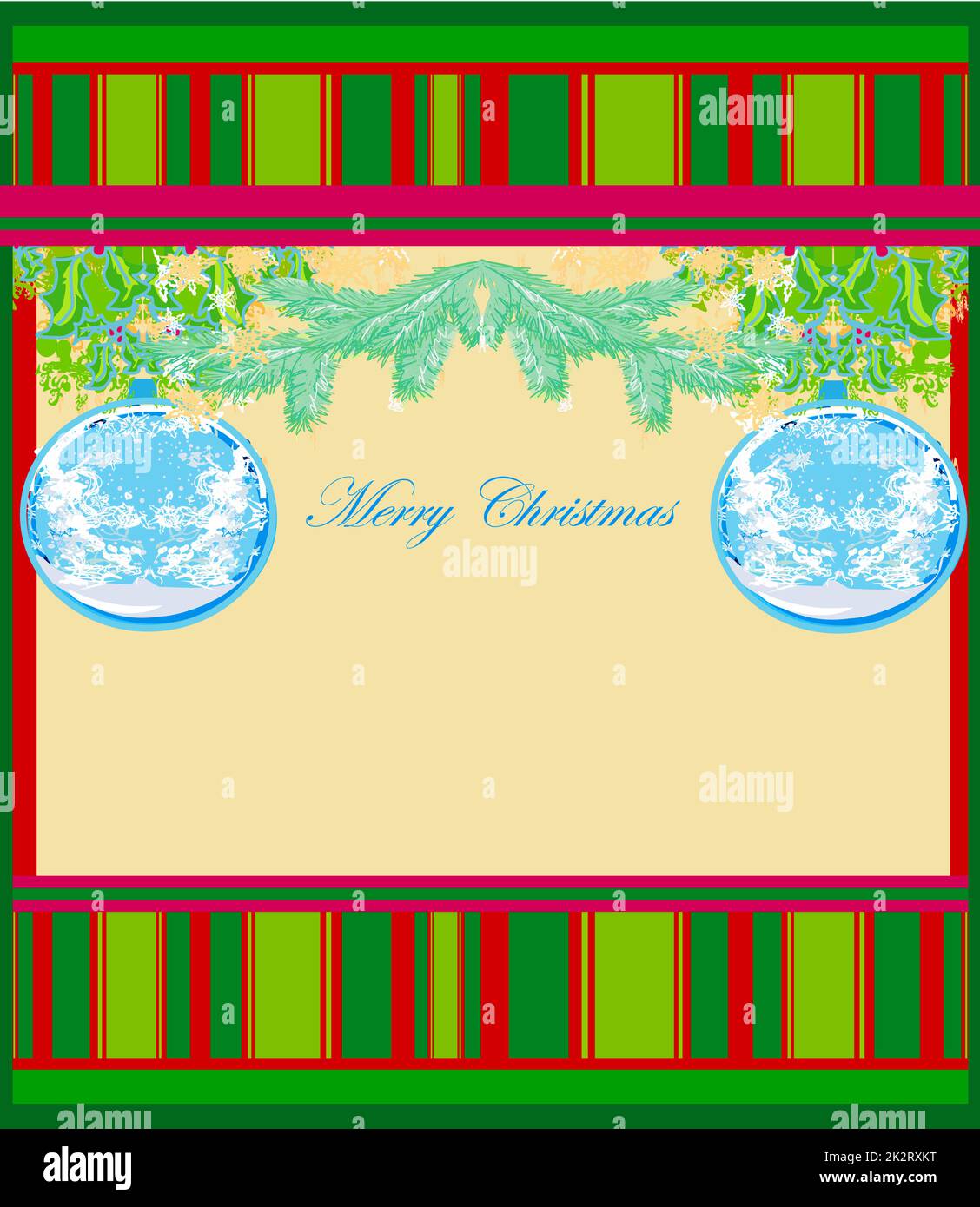 Christmas Framework with baubles style card Stock Photo - Alamy