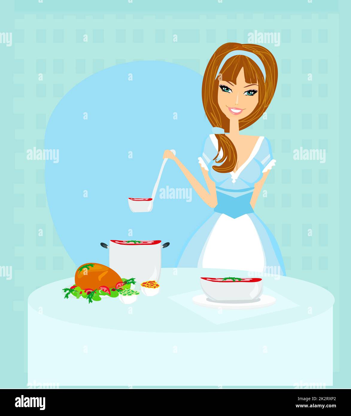 Beautiful lady cooking lunch Stock Photo - Alamy