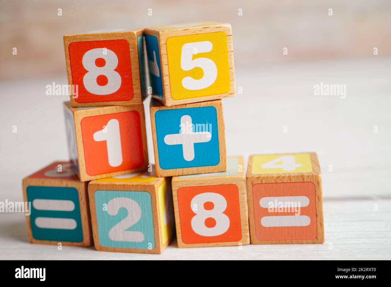 Number wood block cubes for learning Mathematic, education math concept ...