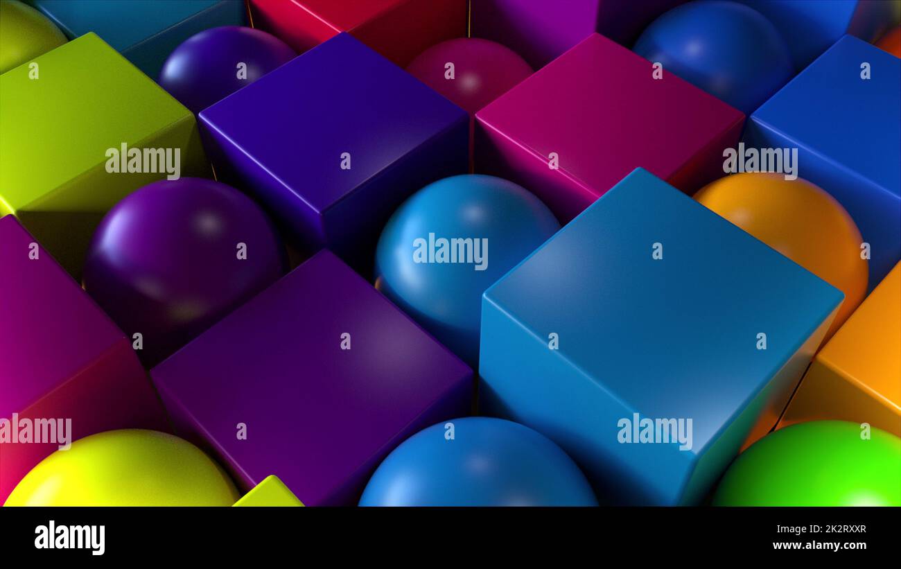 Colorful cubes and spheres Stock Photo - Alamy