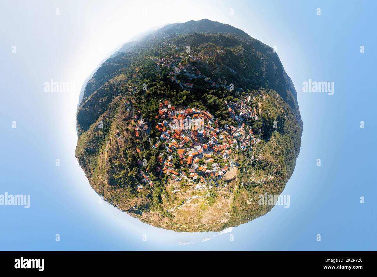 Aerial view of Foini village. Limassol District, Cyprus. Spherical ...
