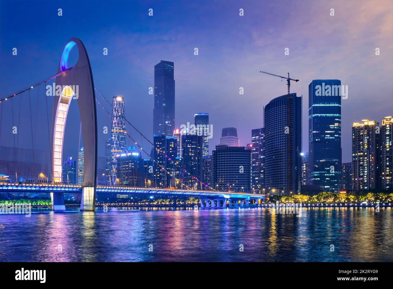 Night illuminated guangzhou city downtown hi-res stock photography and ...