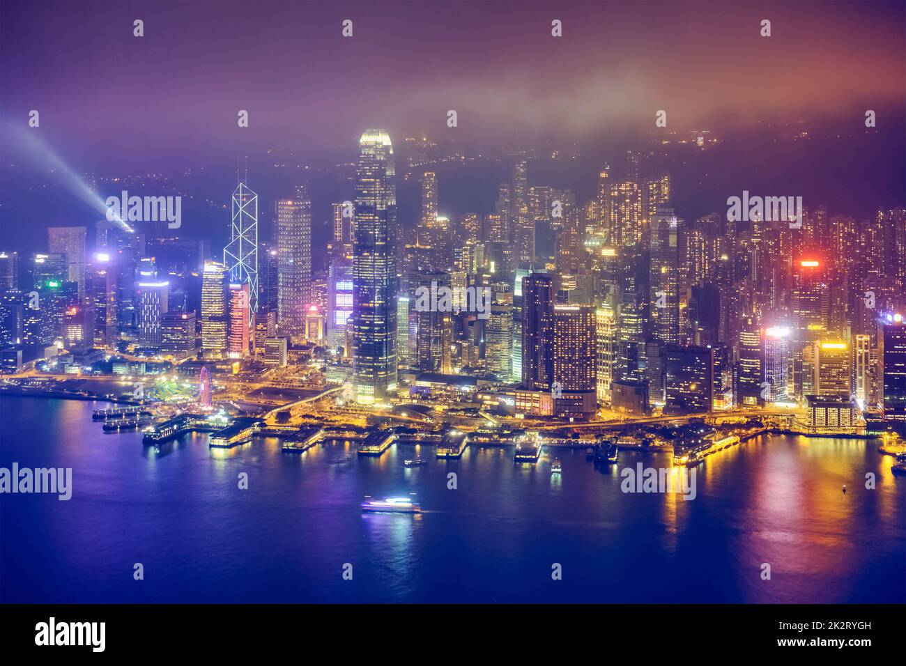 Aerial view illuminated skyscrapers hi-res stock photography and images - Alamy