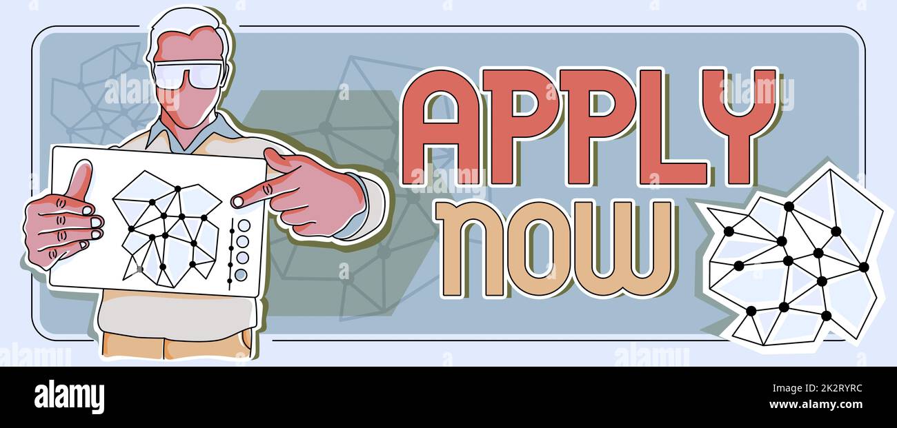 Writing displaying text Apply Now. Concept meaning An act of a person ...