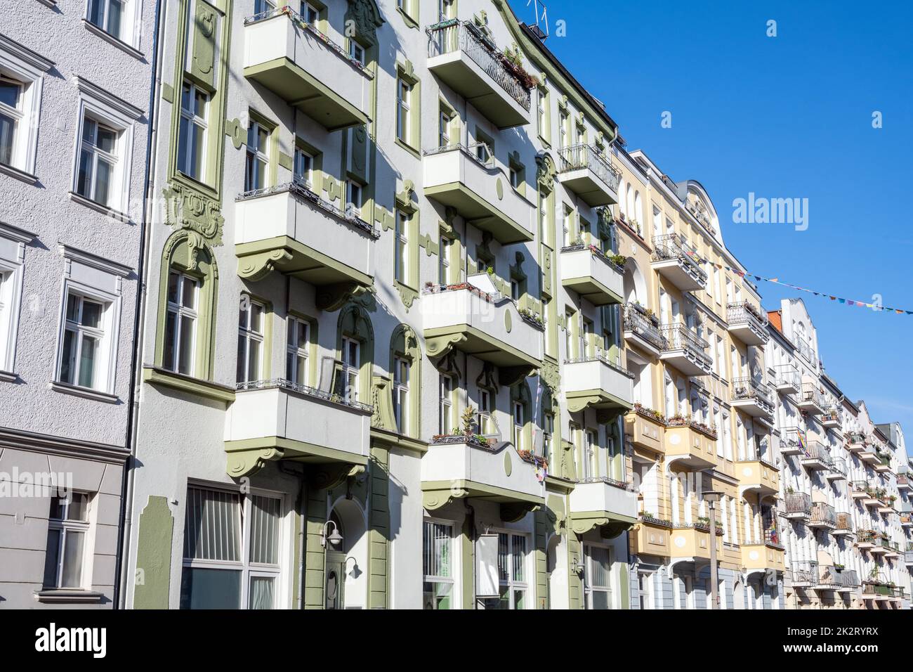 Nice renovated old apartment buildings seen in Berlin, Germany Stock ...