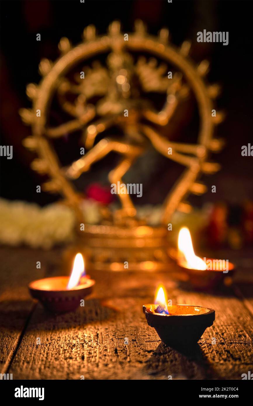Diwali lights with Shiva Nataraja Stock Photo - Alamy