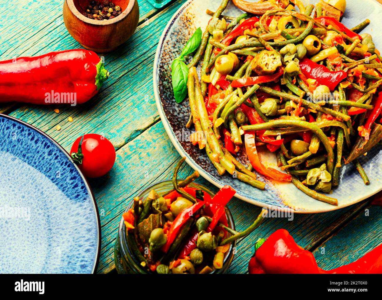 Appetizer of stewed vegetables with spices Stock Photo - Alamy