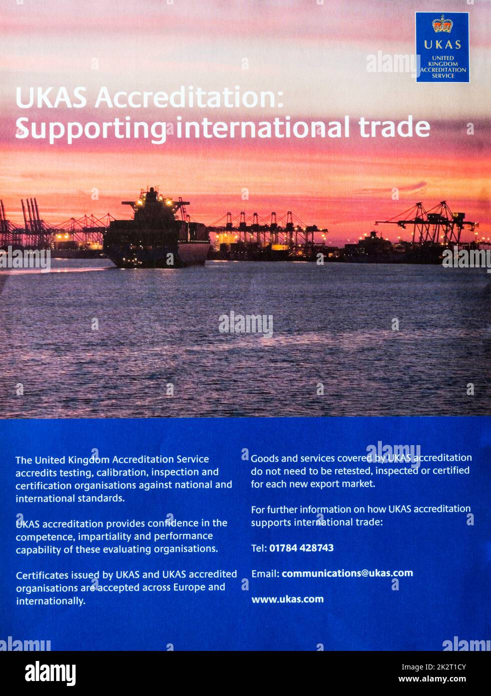 A 2019 advert by UKAS, the UK Accreditation Service Stock Photo - Alamy