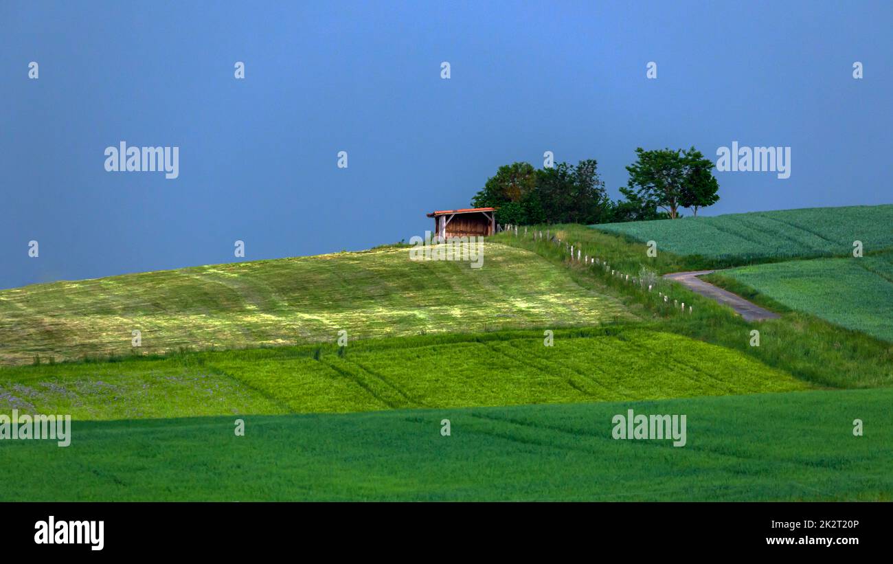 a hut for animals in the landscape Stock Photo - Alamy