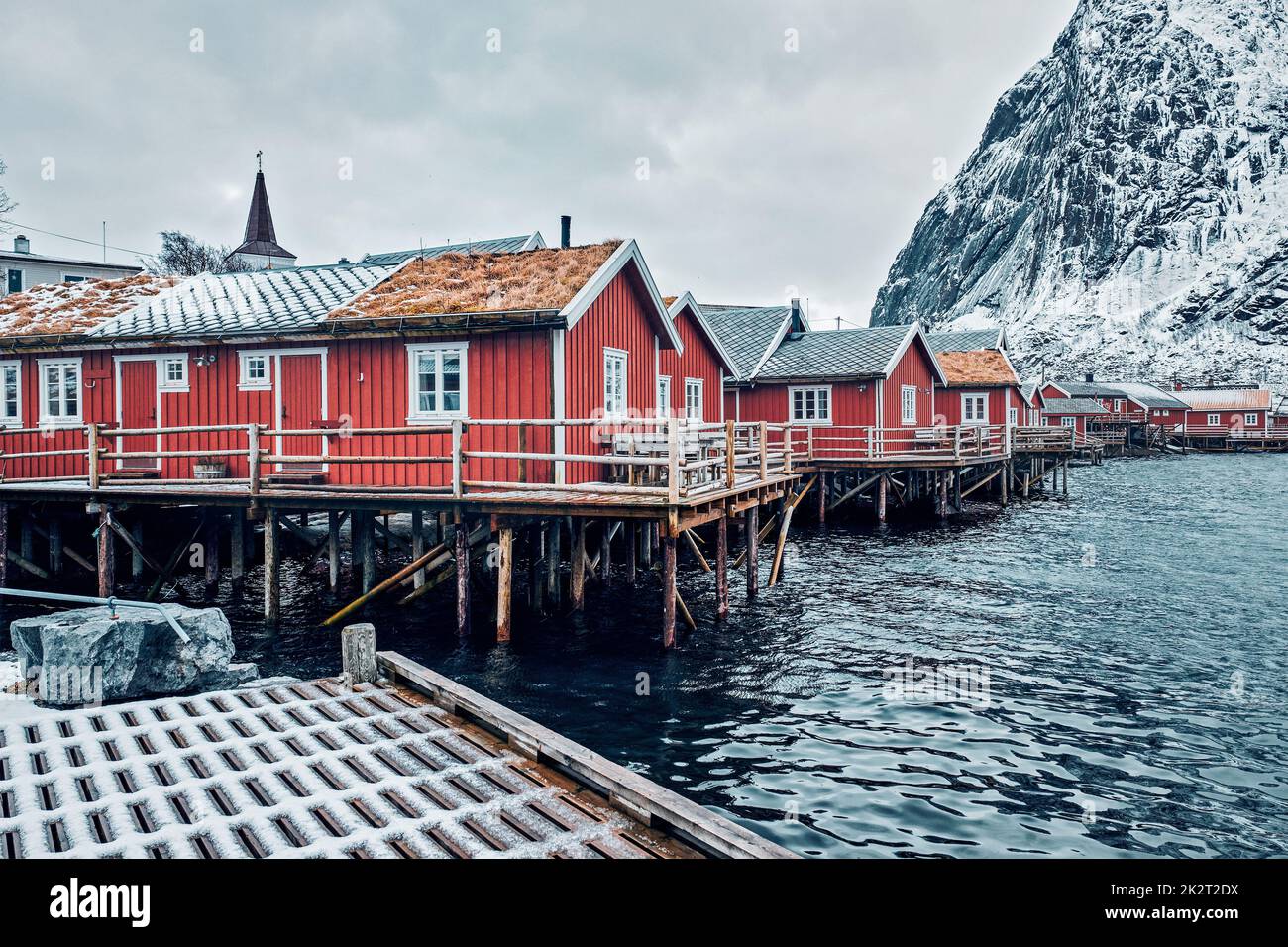 Traditional red rorbu houses in Reine, Norway Stock Photo - Alamy