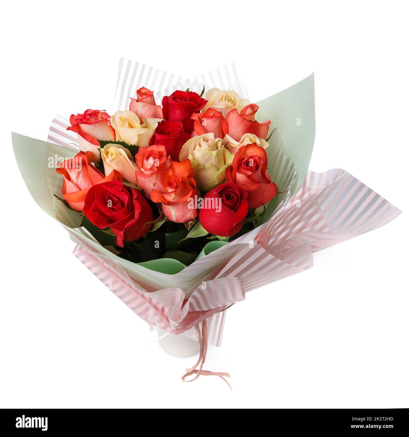 Beautiful bouquet of colorful roses on a white background Stock Photo ...