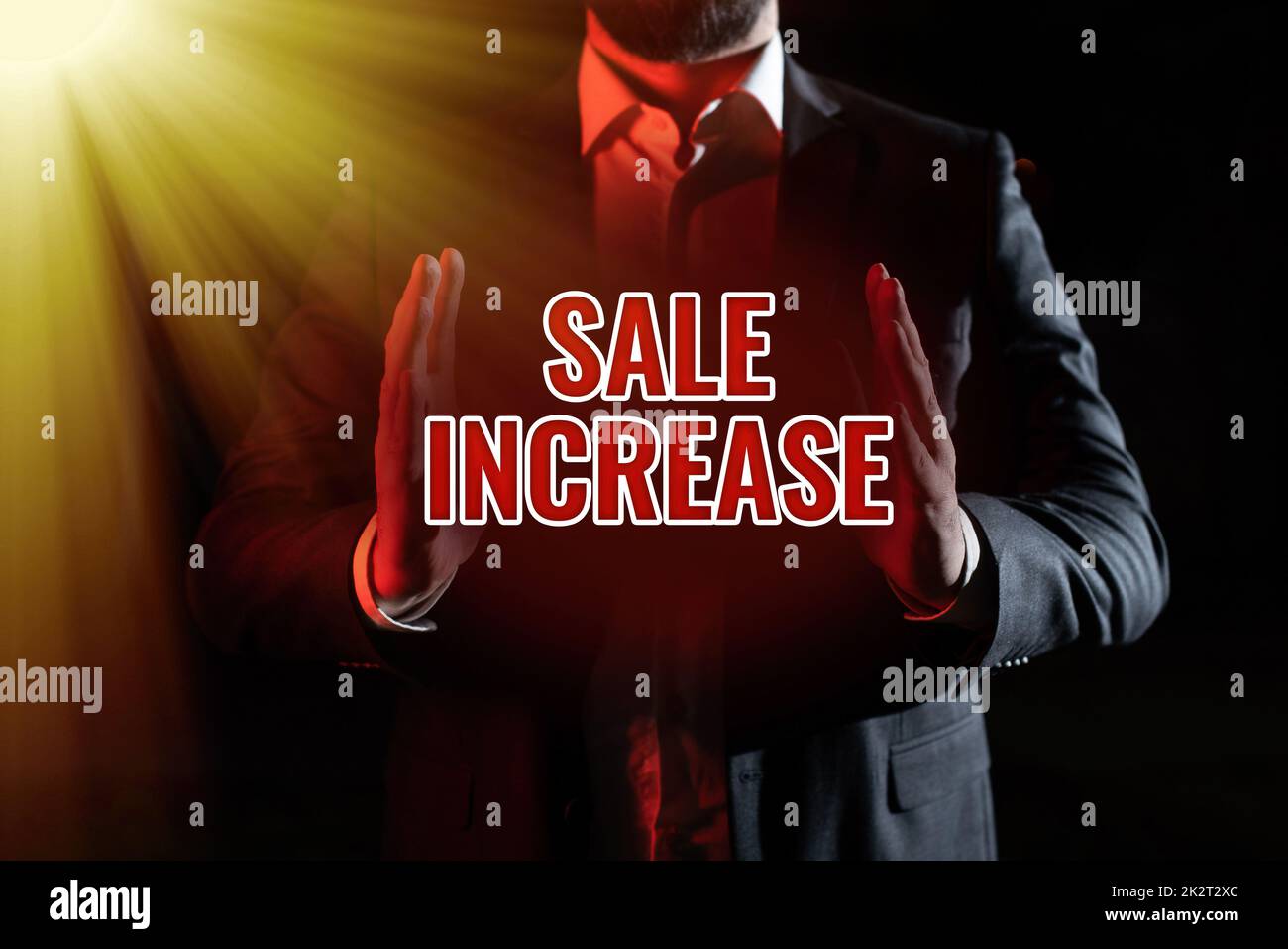 Sign displaying Sale Increase. Business approach Average Sales Volume ...
