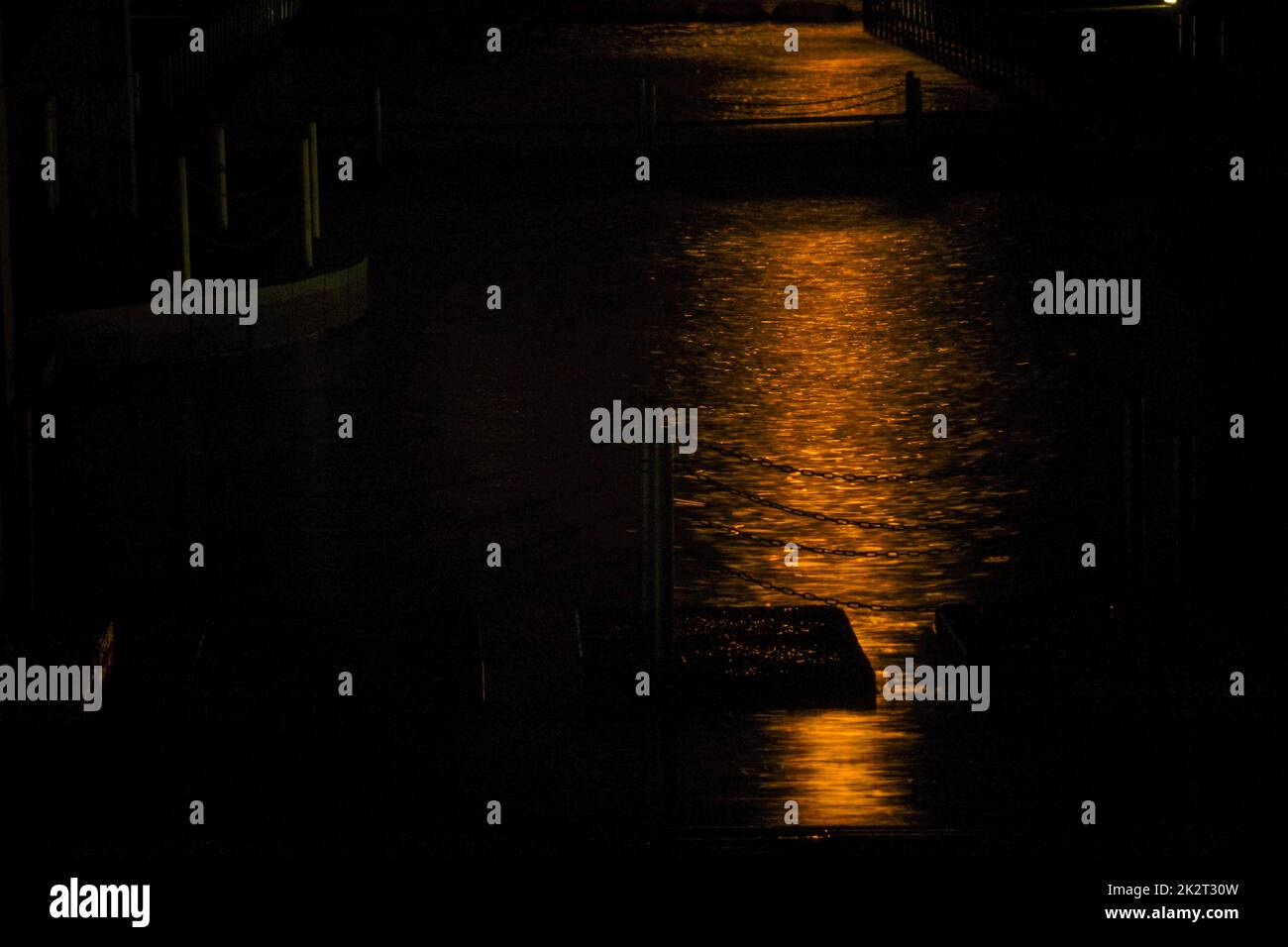 Full moon of the moonlight reflected on the water surface Stock Photo ...