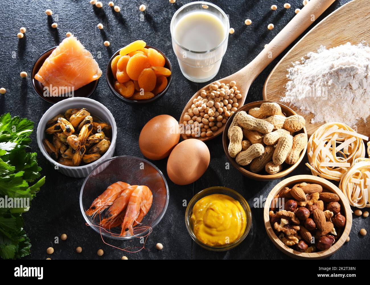 Composition with common food allergens Stock Photo - Alamy