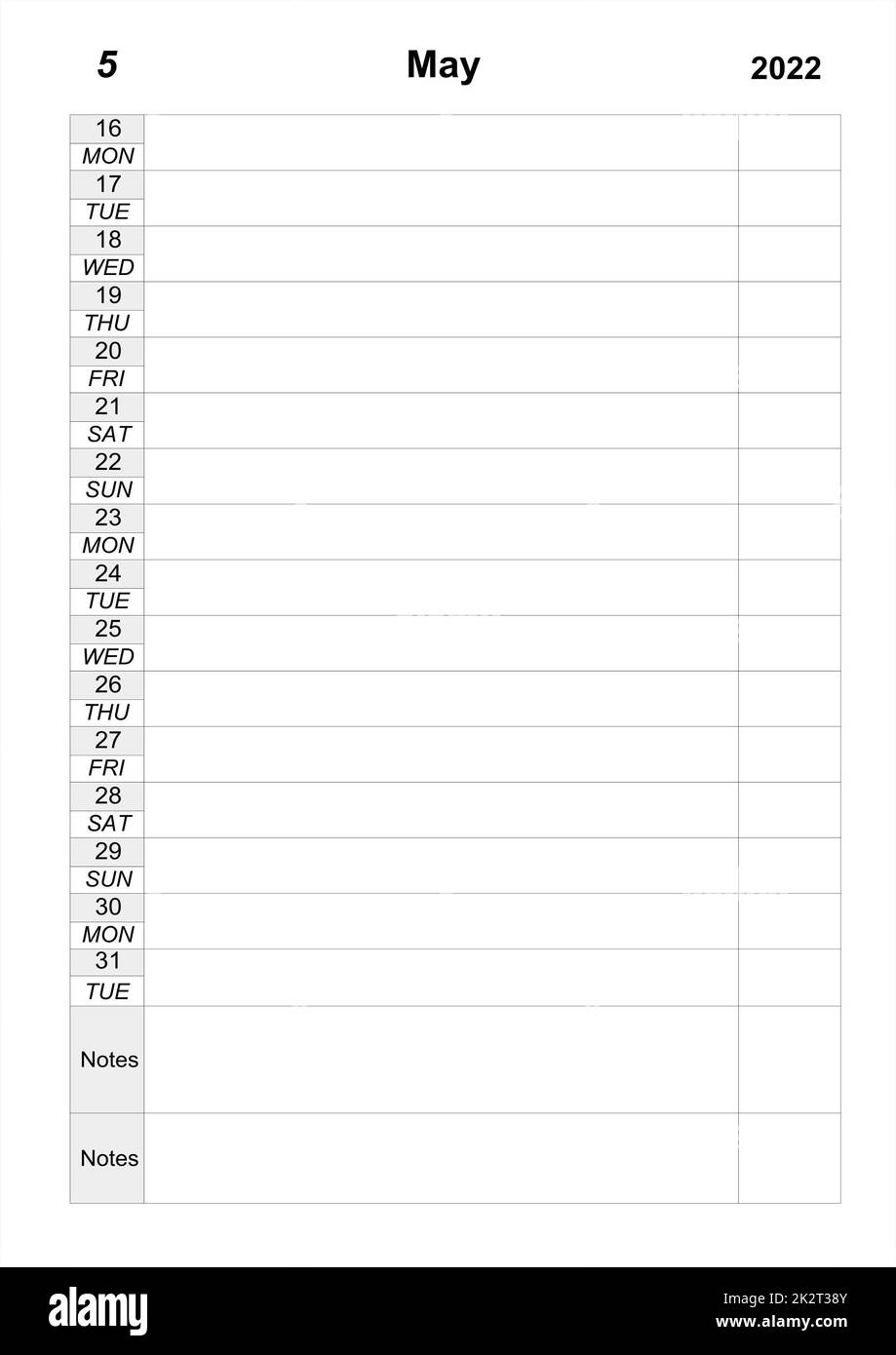 Calendar planner for may 2022. Schedule for month. work organizer Stock ...
