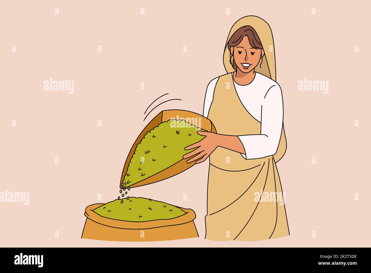 Arabic woman winnowing grains in field Stock Photo - Alamy