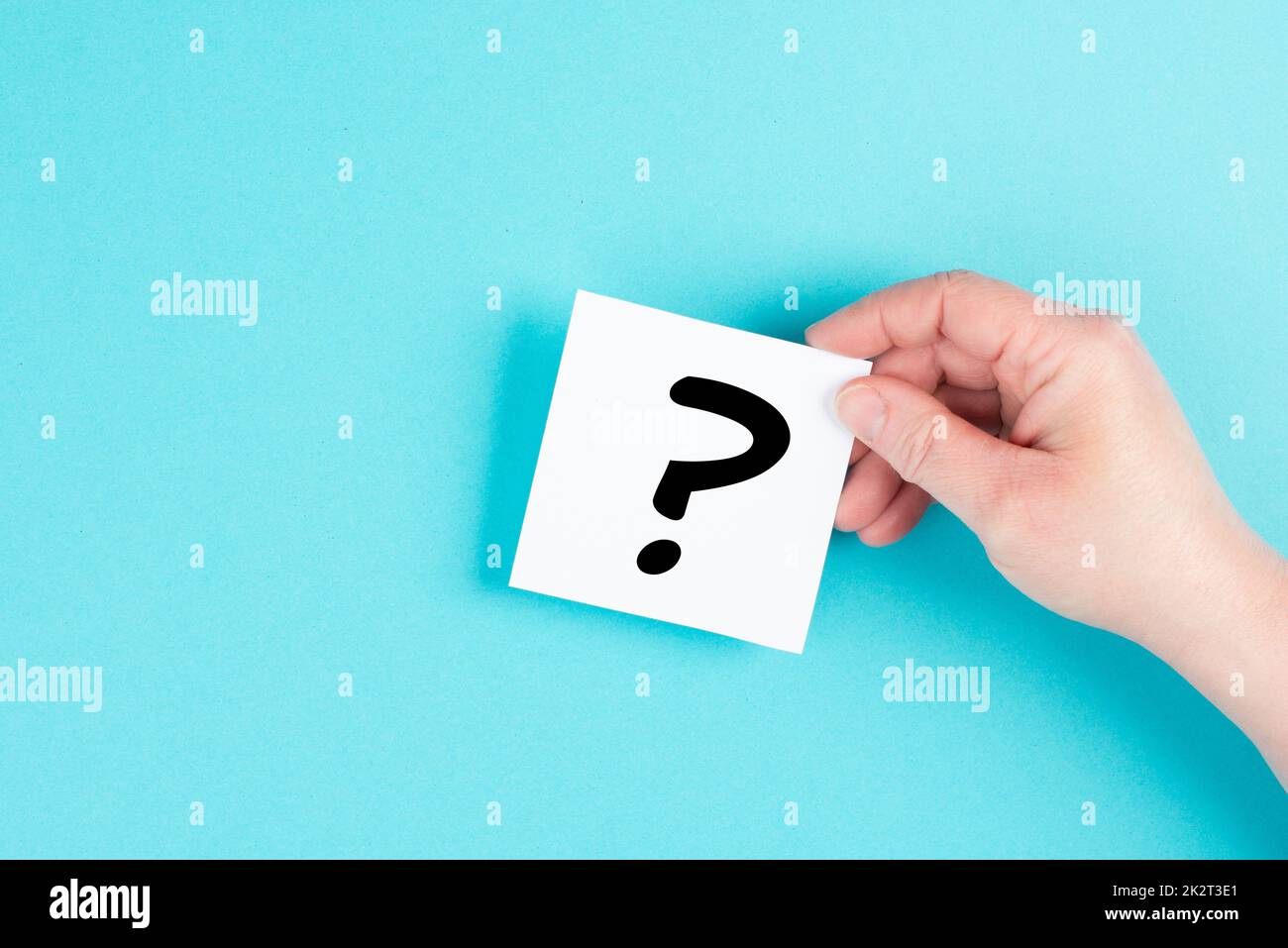 Question mark in the hand, looking for an answer, searching for ...