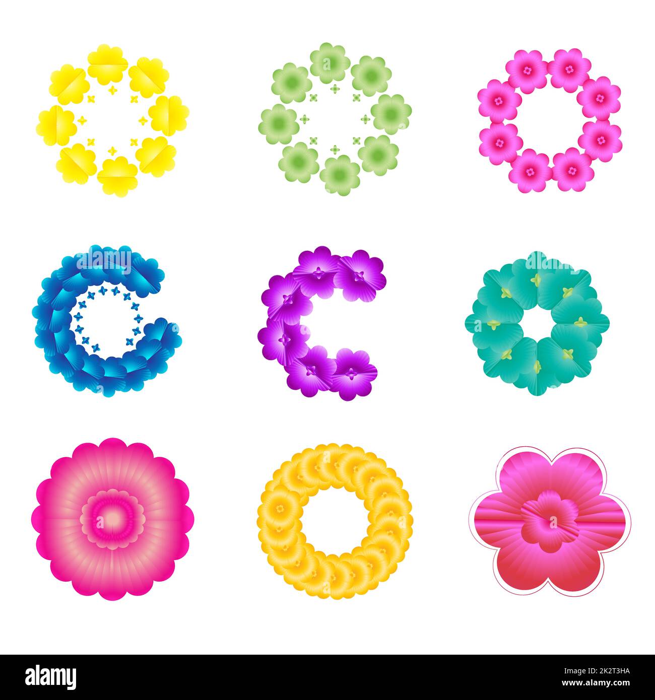 Collection of flower petal botanical icon element design decoration abstract background backdrop ...
