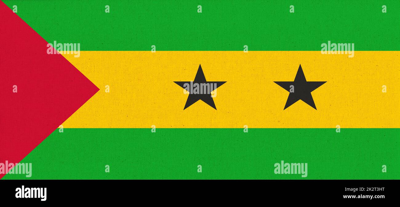 Flag of Sao Tome and Principe. Saint Thomas and Prince flag on fabric ...
