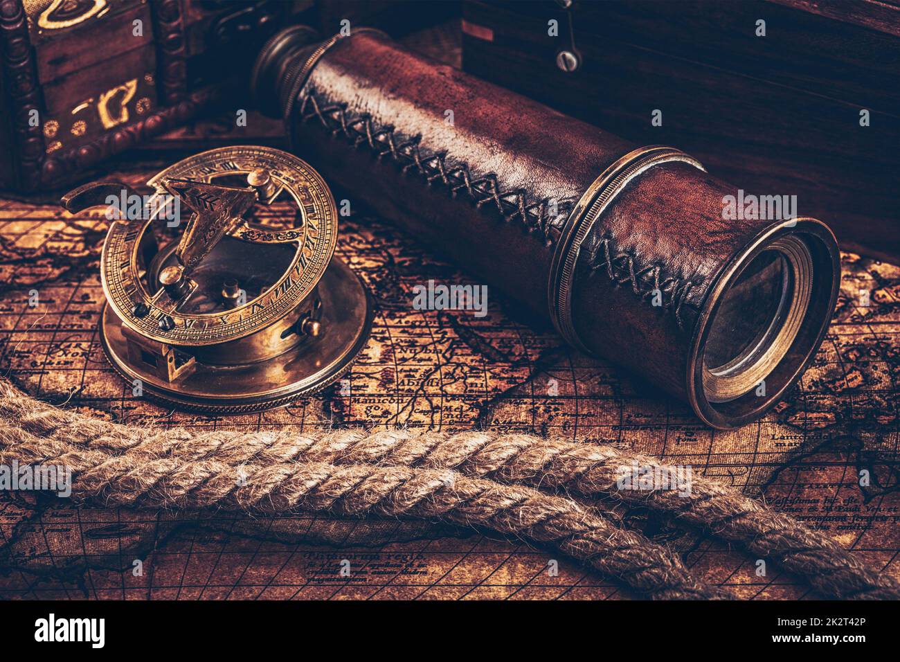 Old vintage compass on ancient map Stock Photo - Alamy