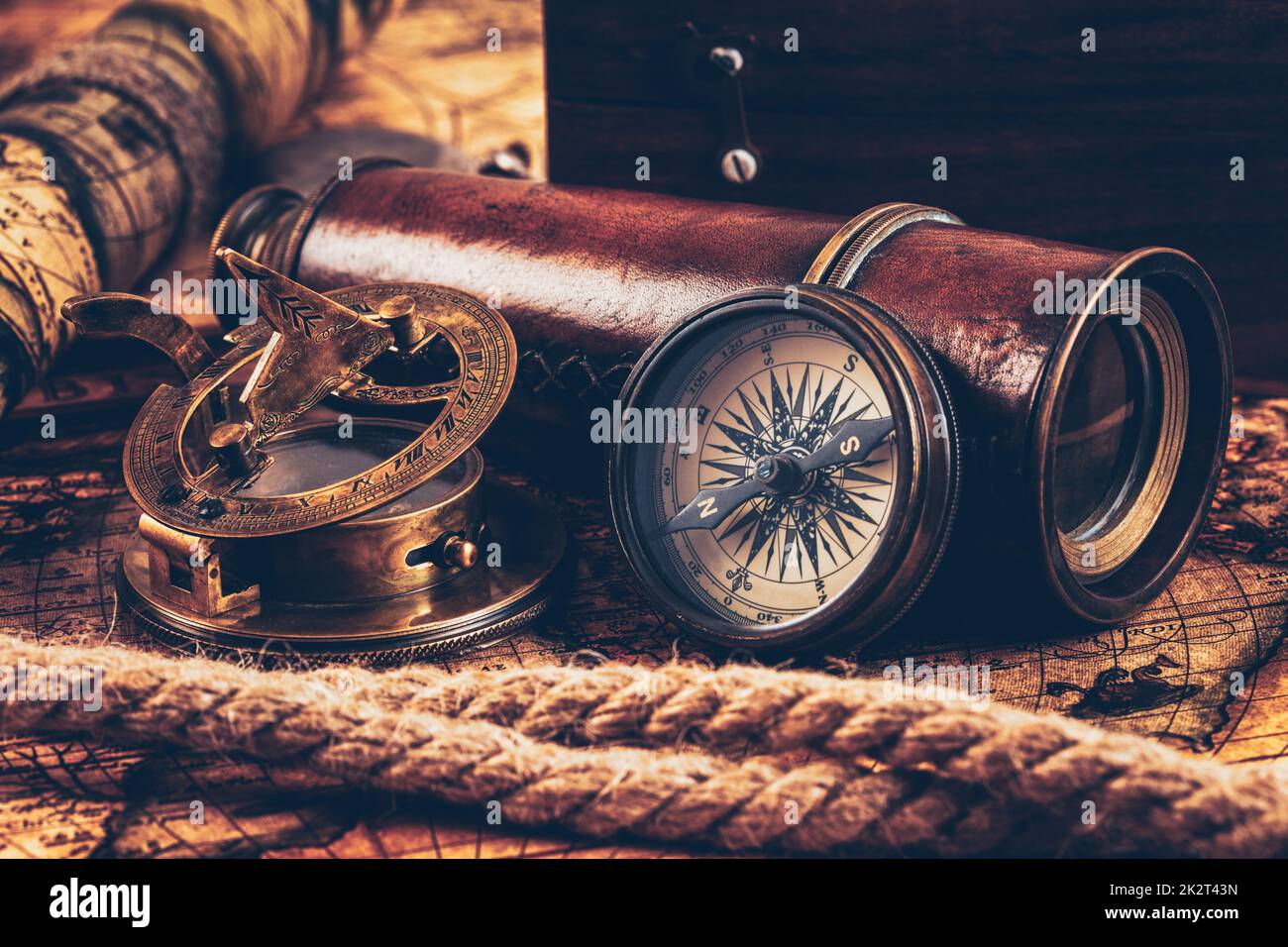 Old vintage compass on ancient map Stock Photo - Alamy
