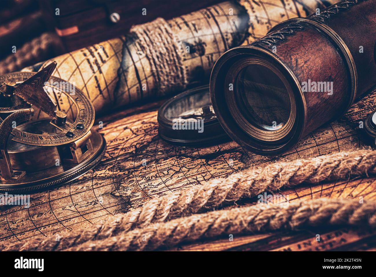 Old vintage compass on ancient map Stock Photo - Alamy