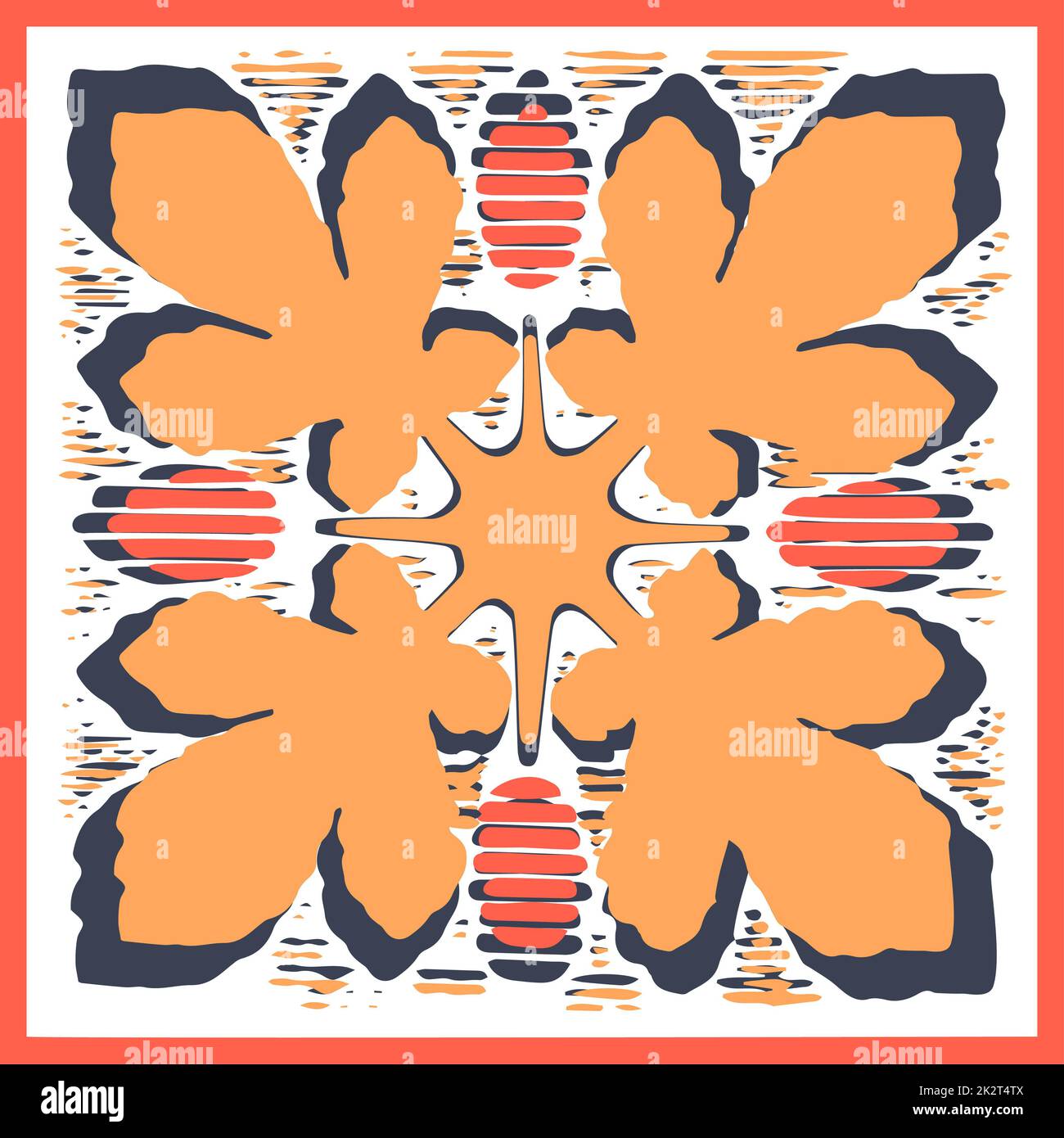 Simple floral ornament rosette in a square. Decorative Mediterranean ...