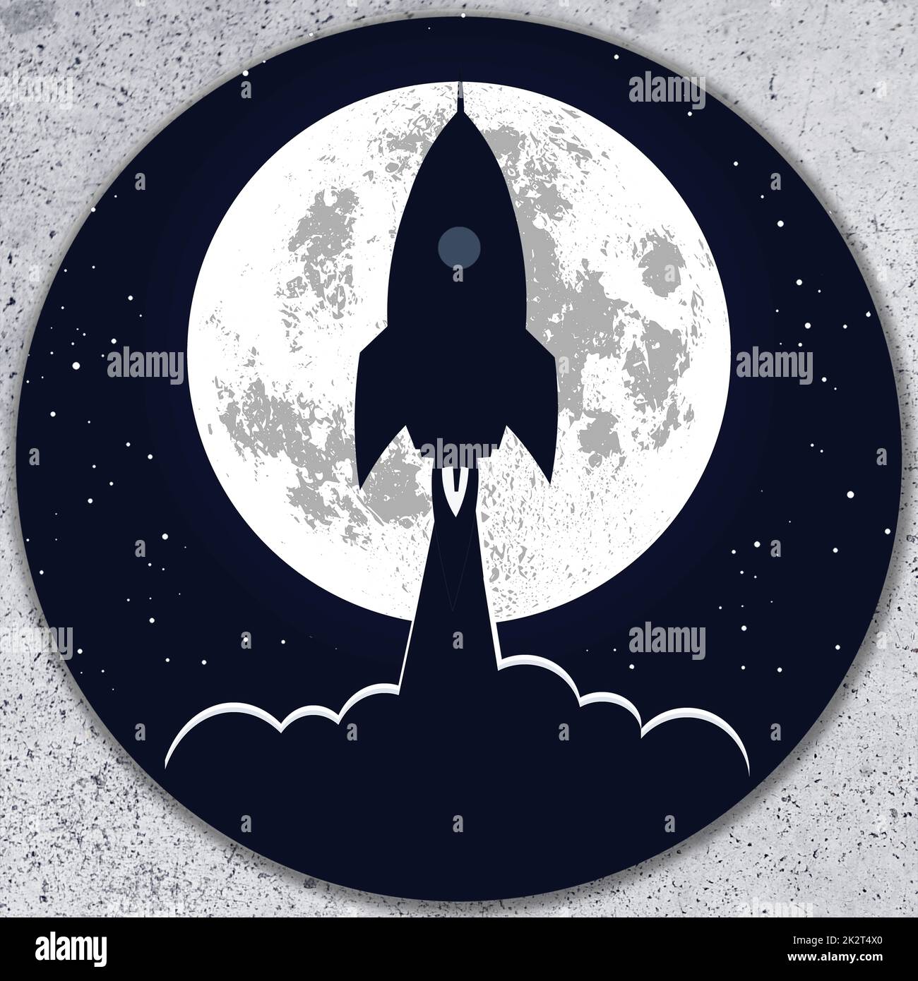 Round silhouette rocket lift off Stock Photo - Alamy