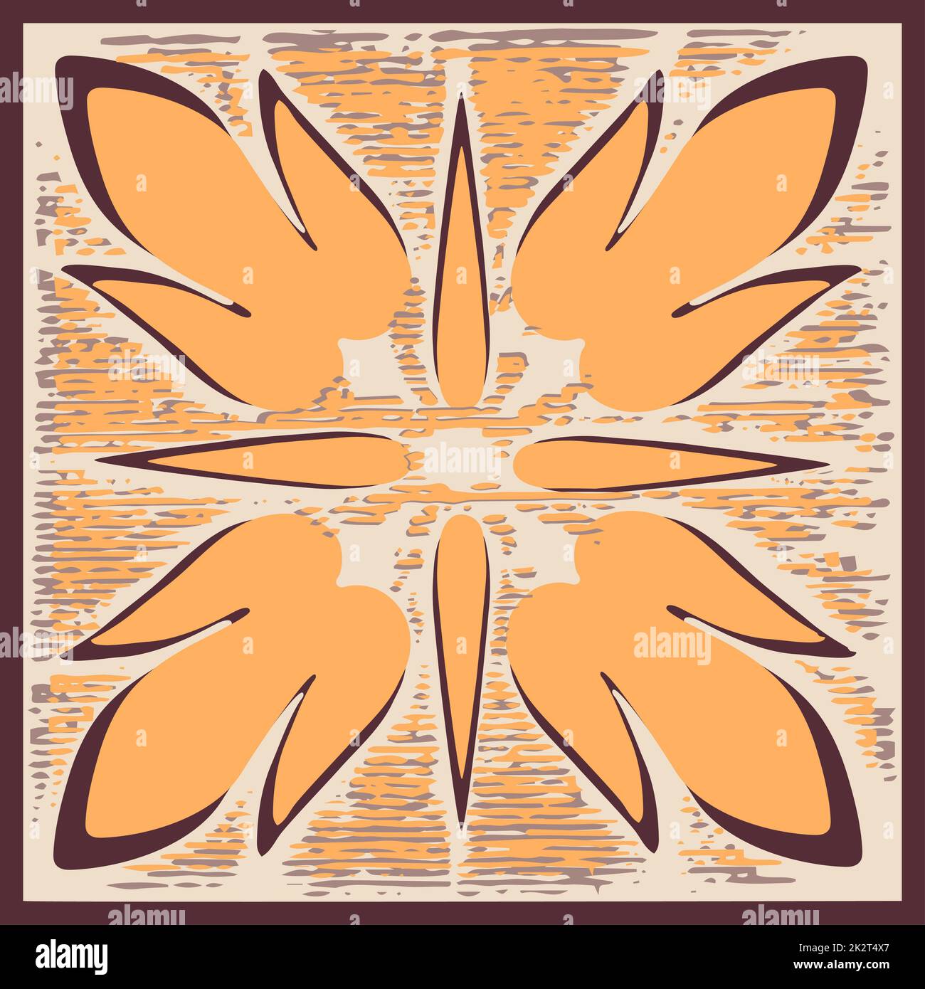 Simple floral ornament rosette in a square. Decorative Mediterranean ...