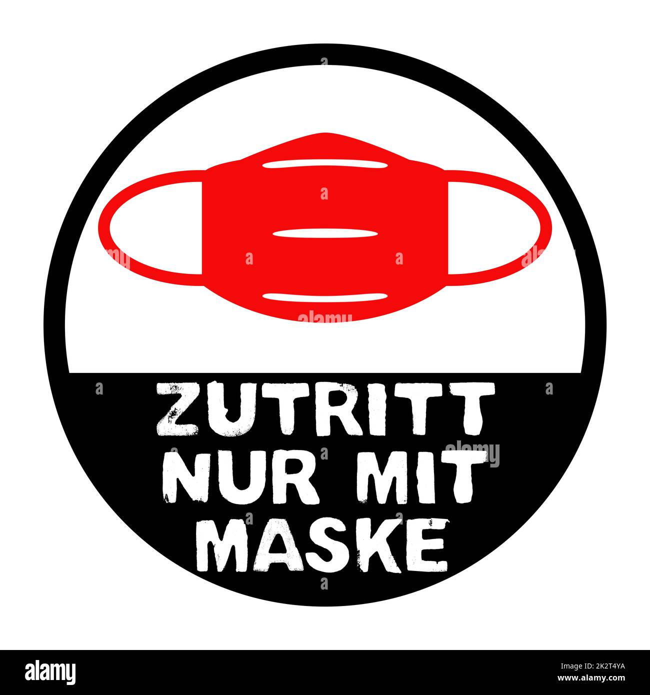 Access with face mask only - Red balck sign in german language Stock ...