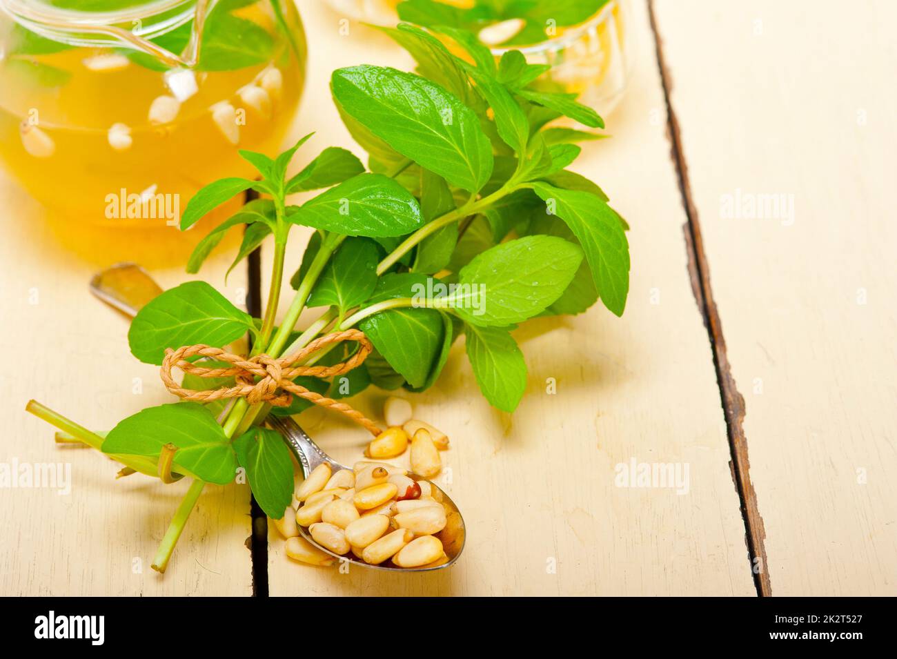 Arab traditional mint and pine nuts tea Stock Photo - Alamy