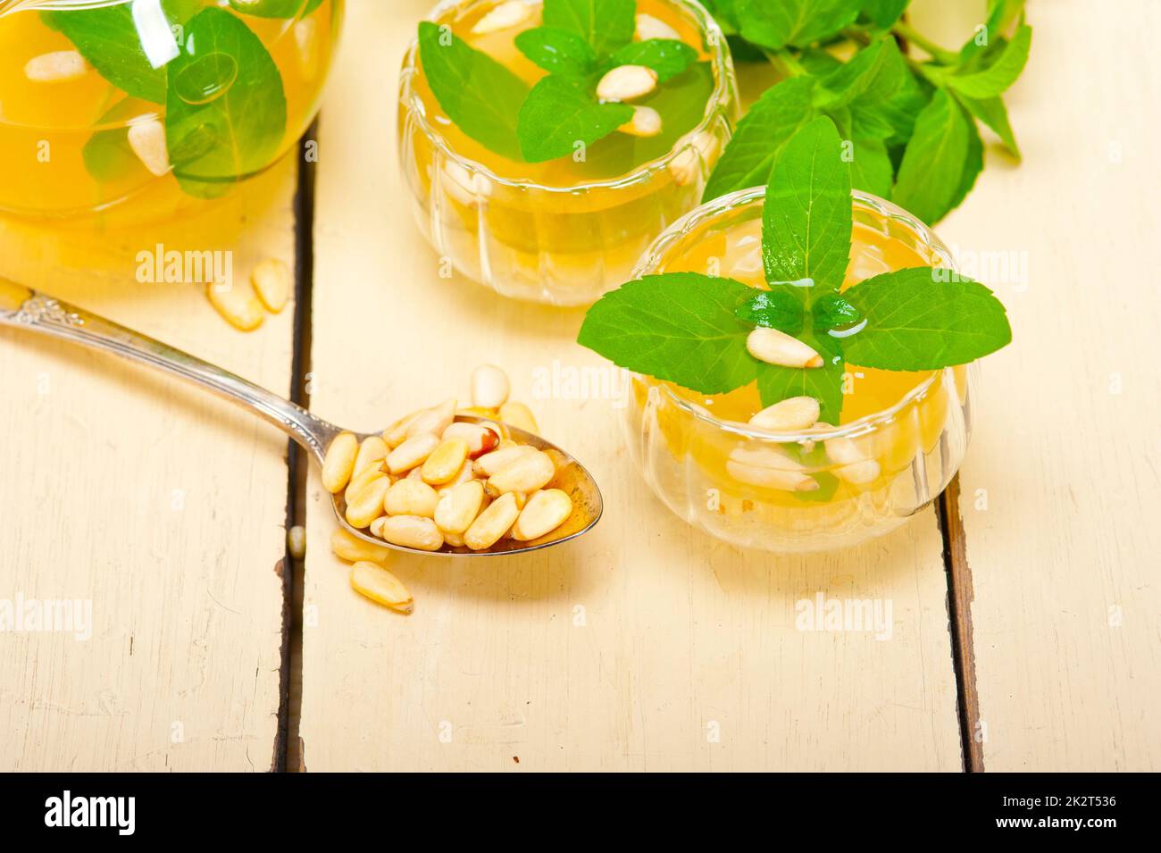 Arab traditional mint and pine nuts tea Stock Photo - Alamy