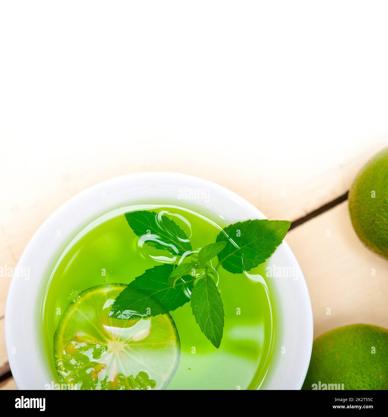 mint infusion tea tisane with lime Stock Photo - Alamy