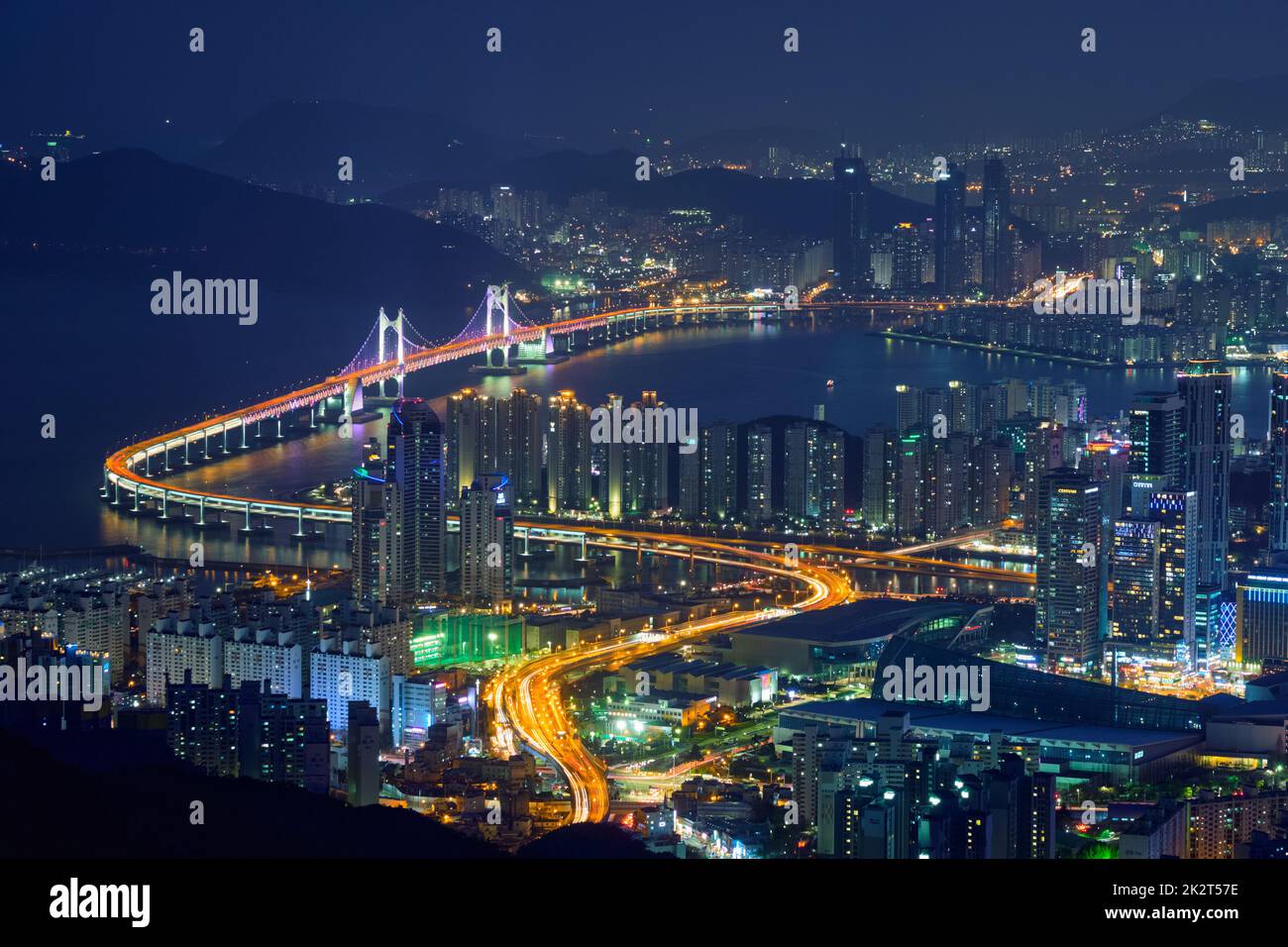 Busan cityscape Gwangan Bridge at night Stock Photo - Alamy
