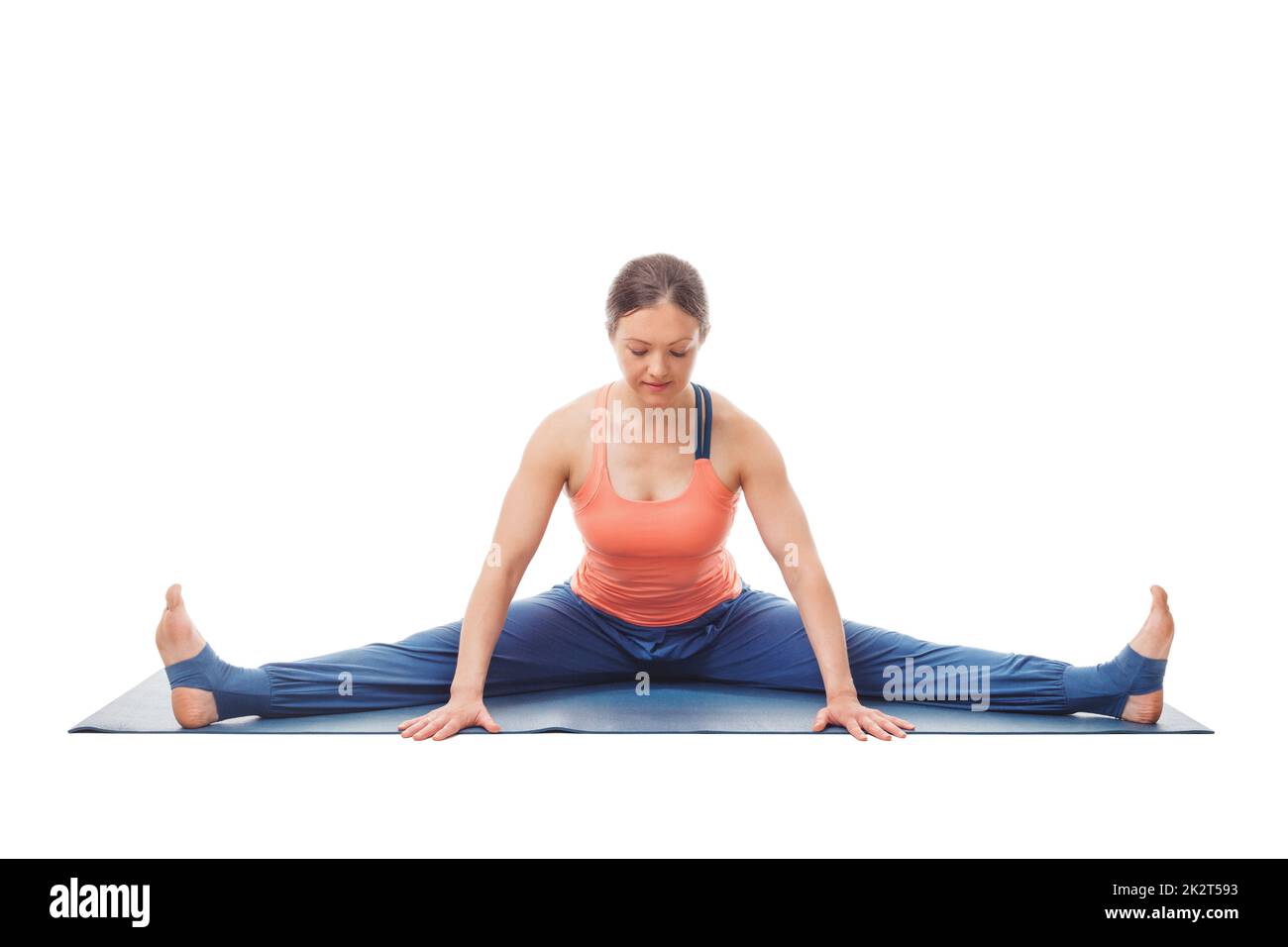 Woman doing Ashtanga Vinyasa Yoga asana Upavistha konasana Stock Photo ...