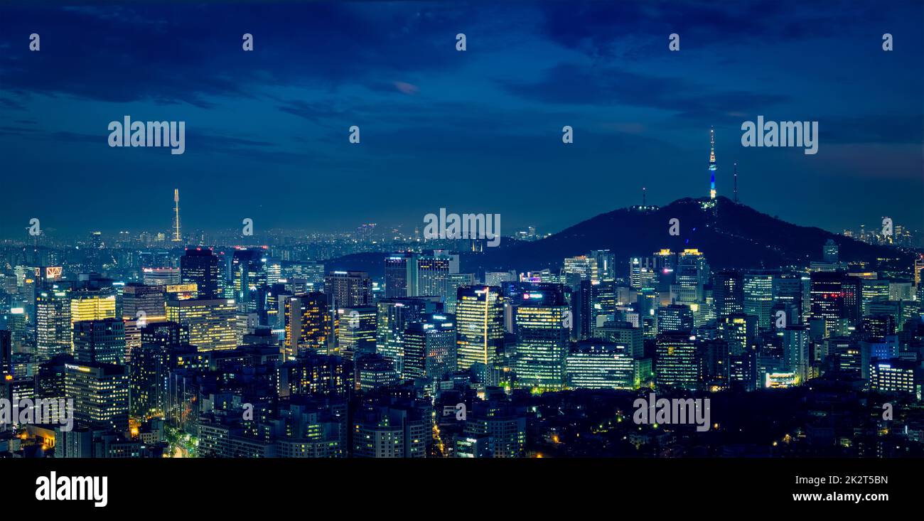 Seoul skyline in the night, South Korea Stock Photo - Alamy