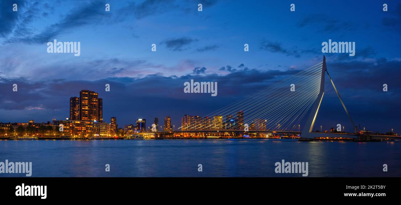 Rotterdam cityscape night illuminated hi-res stock photography and ...