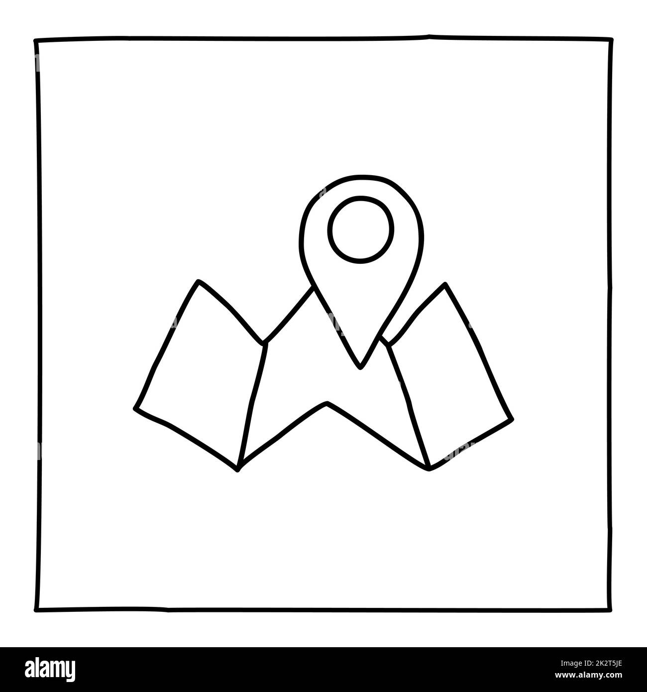 White line route location icon Black and White Stock Photos & Images - Alamy