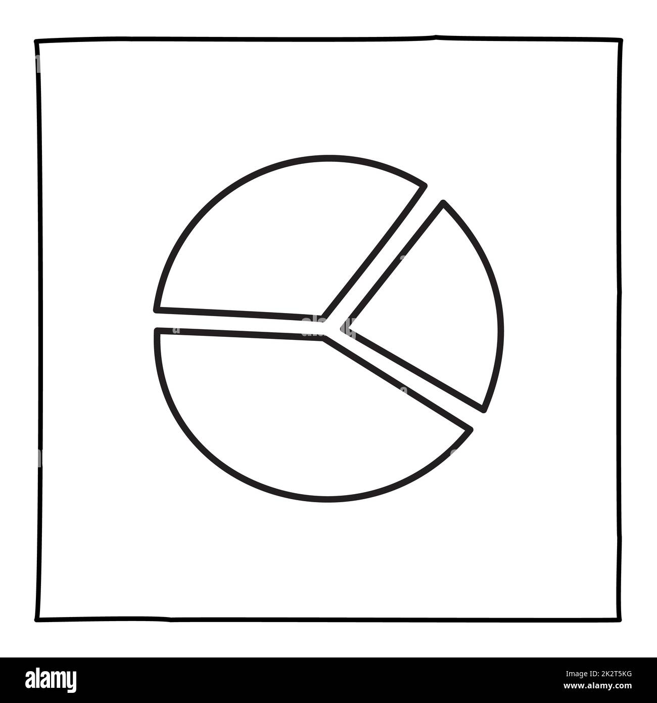 Doodle pie chart graph icon or logo, hand drawn with thin black line ...