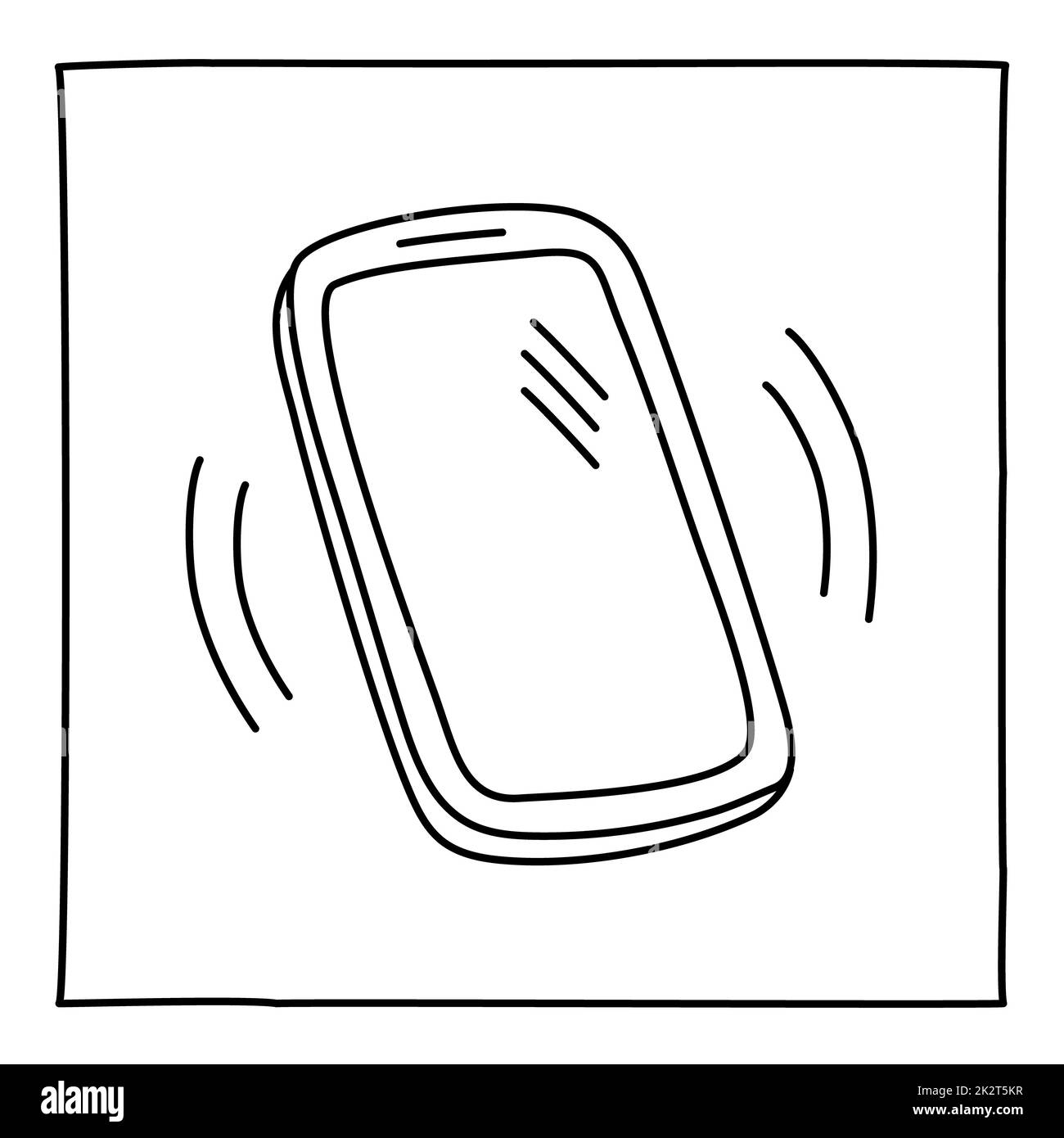 Doodle ringing mobile phone icon hand drawn with thin line Stock Photo ...