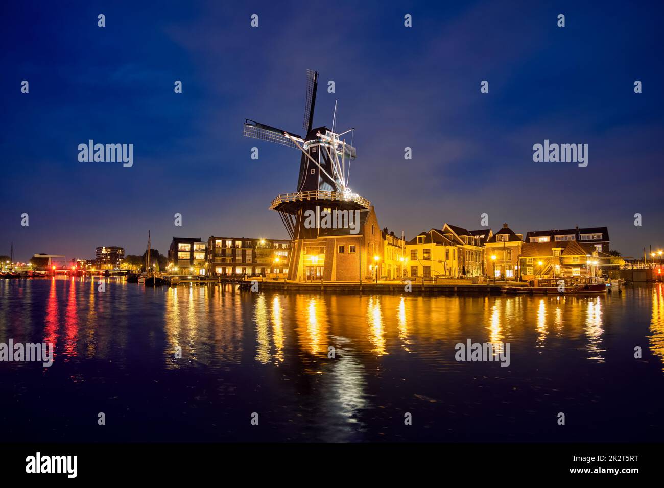 Harlem landmark windmill De Adriaan on Spaarne river. Harlem Stock ...