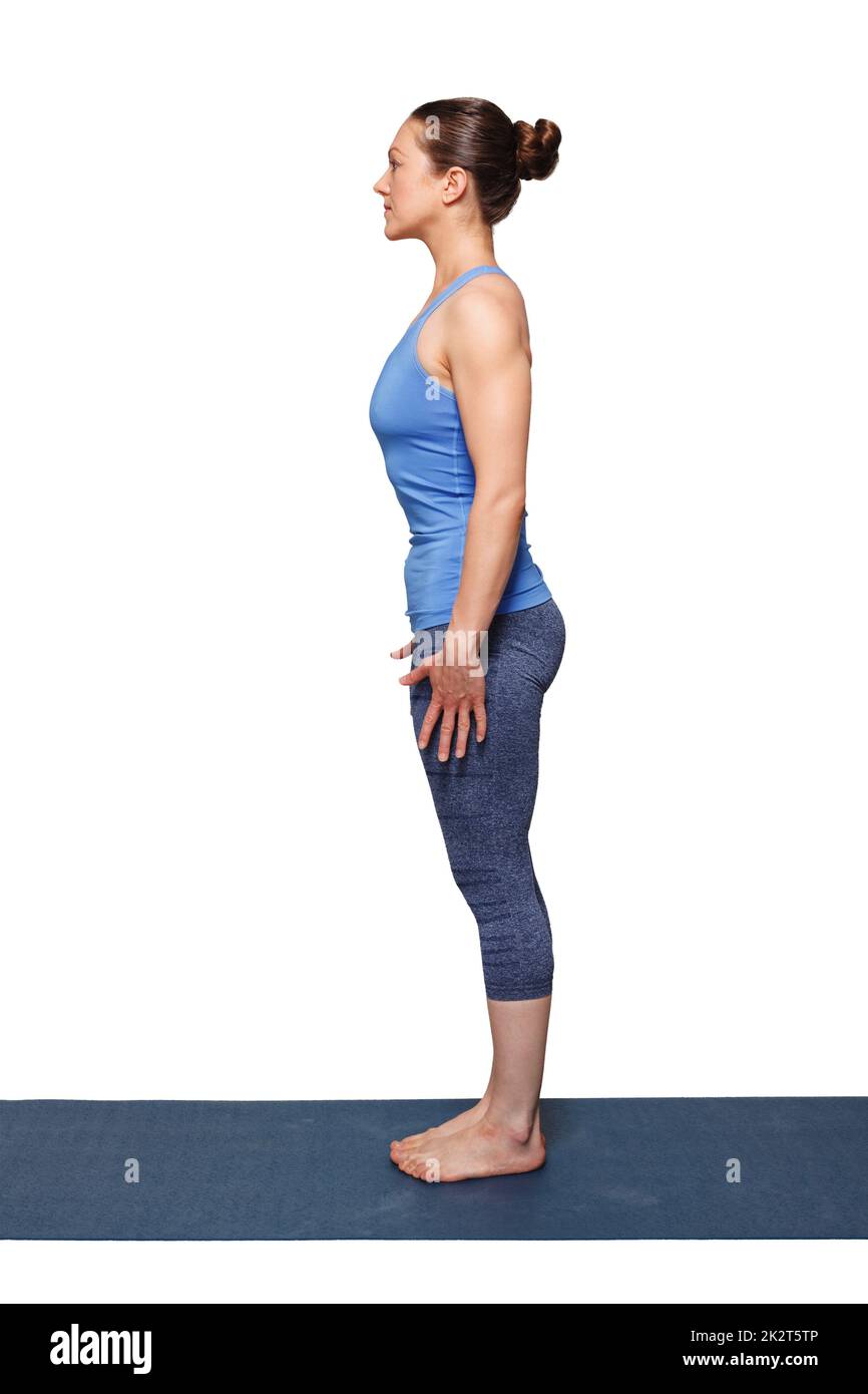 Woman doing Hatha Yoga asana Tadasana Stock Photo - Alamy Woman doing Hatha Yoga asana Tadasana Stock Photo - Alamy