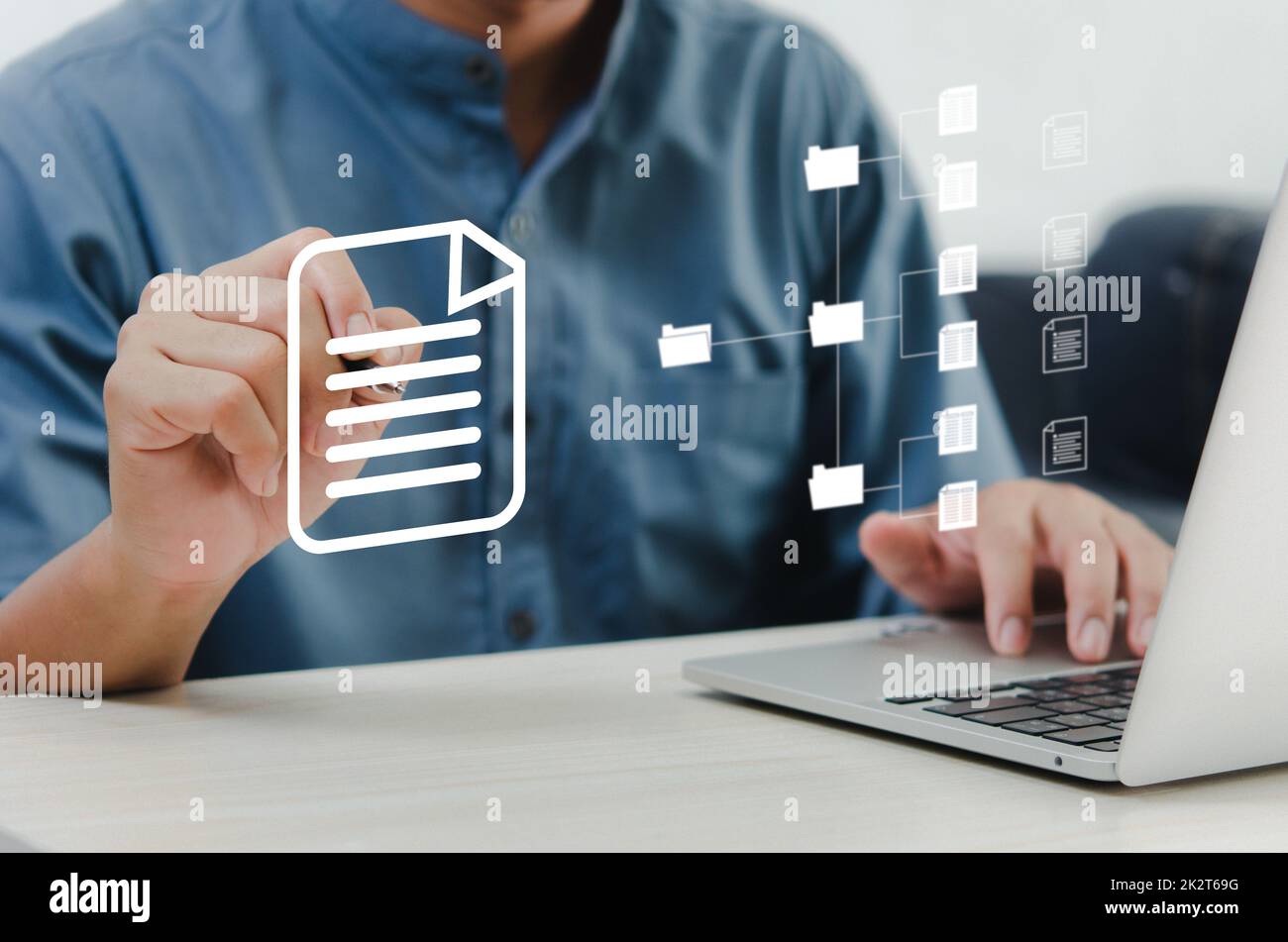 Businessman touching on icons on virtual screen Enterprise Resource ...