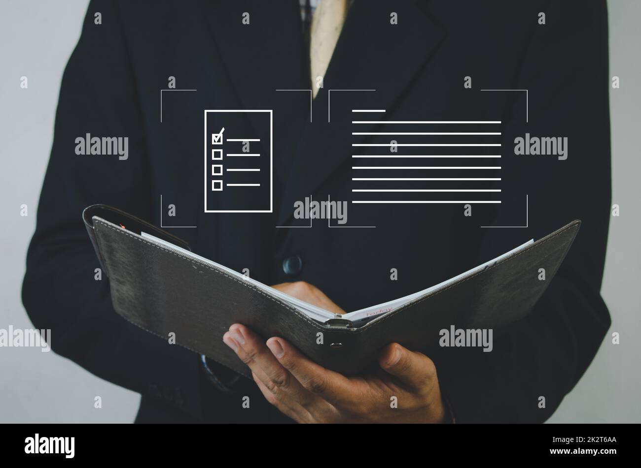 man hand open book digital business document screen virtual concept ...