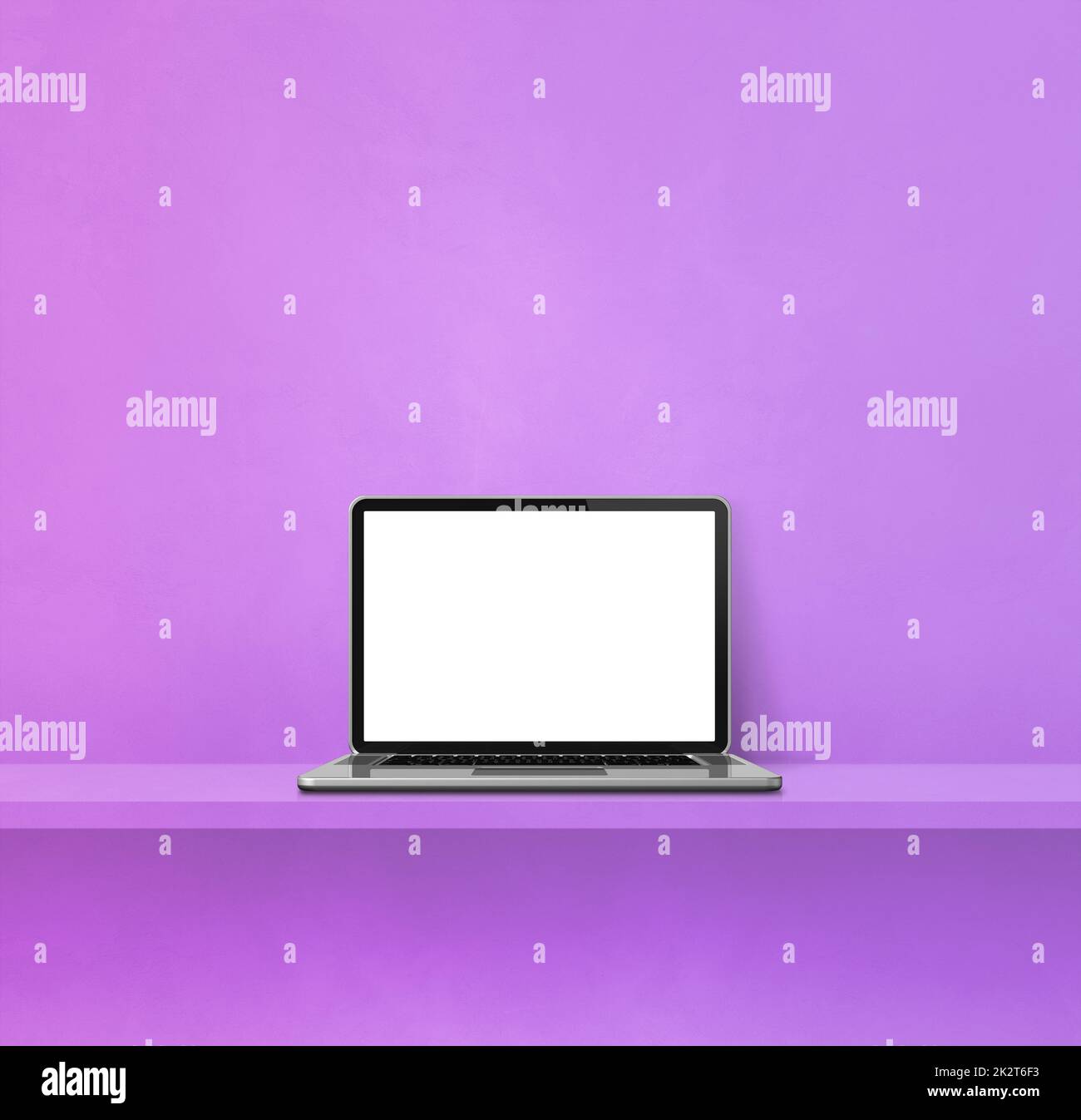 Laptop computer on purple shelf. Square background Stock Photo - Alamy