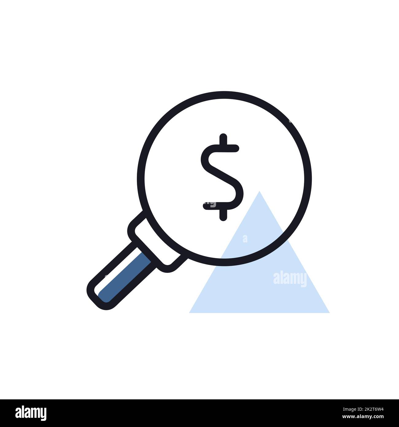 Looking for money. Dollar symbol magnifying glass Stock Photo - Alamy