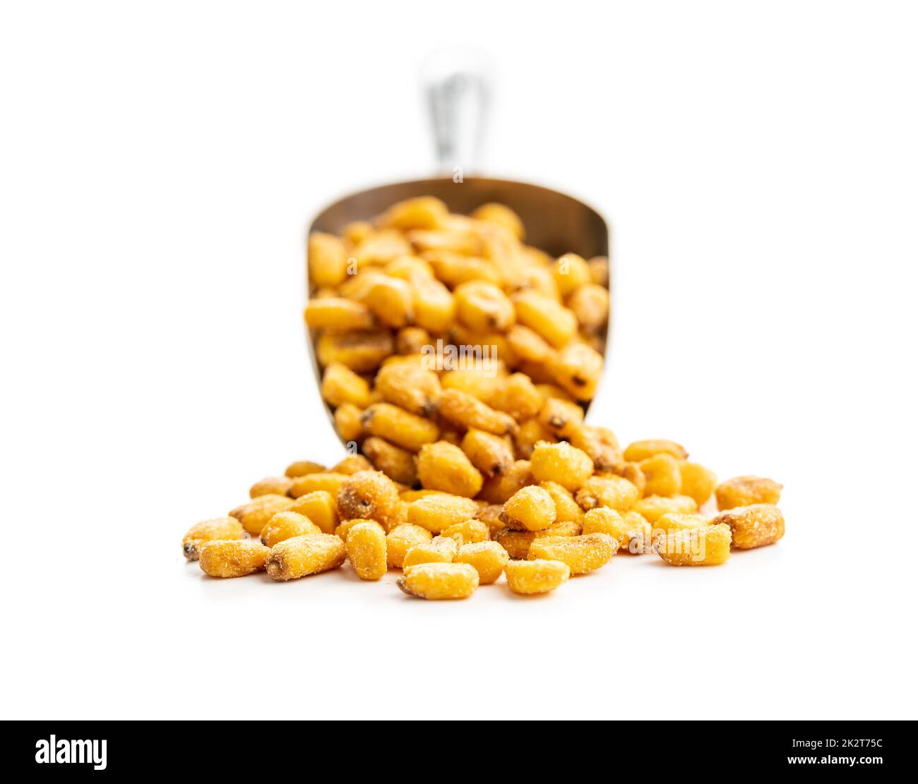 Roasted salted corn snack in scoop isolated on white background Stock ...