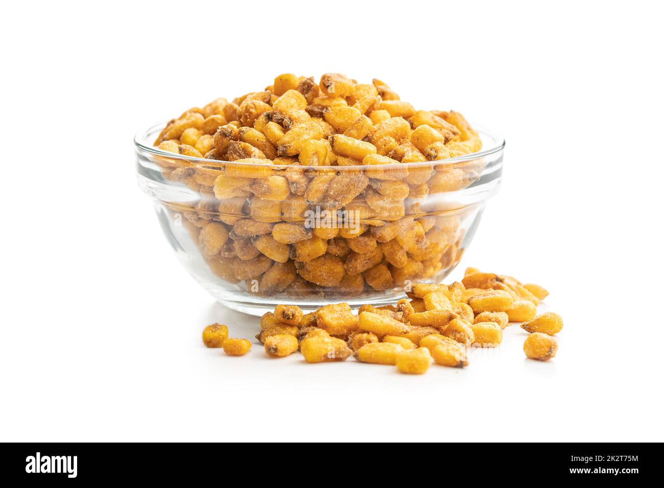 Roasted salted corn snack in bowl isolated on white background Stock ...