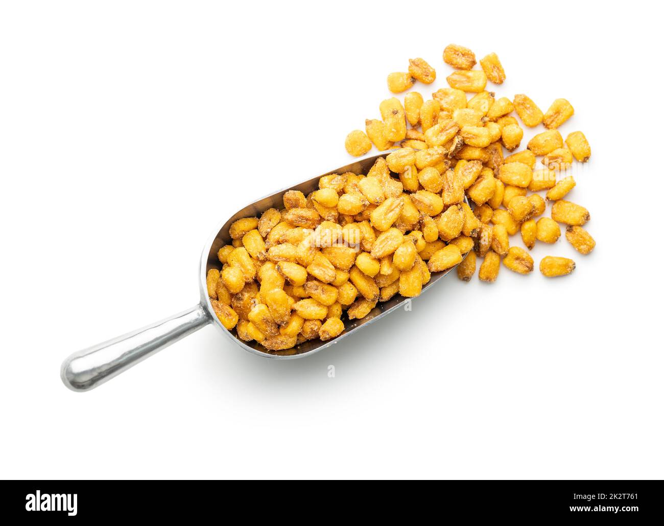 Roasted salted corn snack in scoop isolated on white background Stock ...