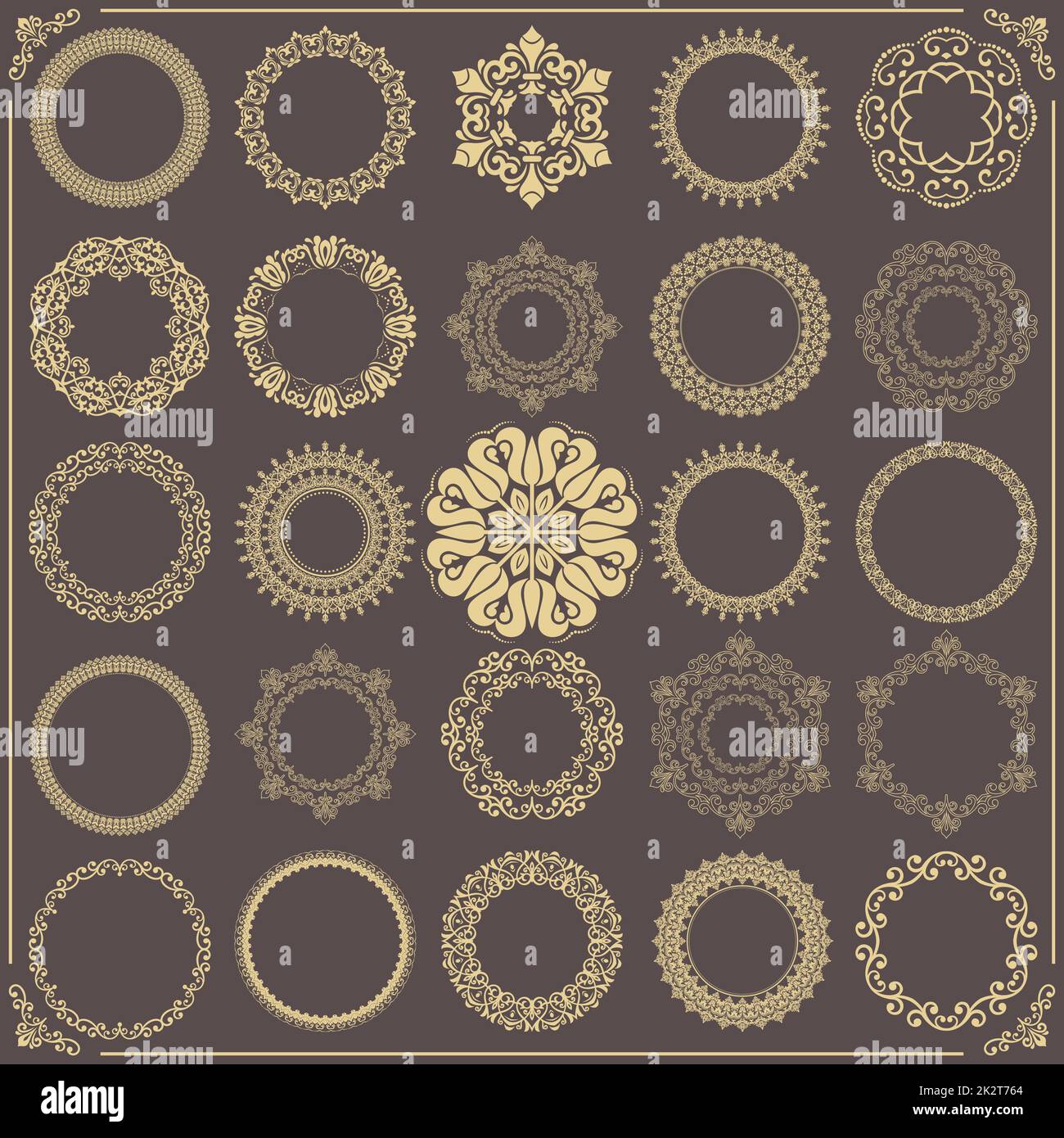 Vintage set of vector round elements. Different elements for design ...